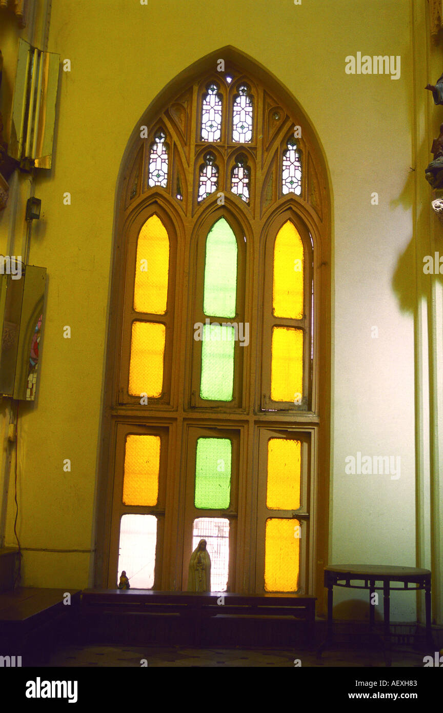 NPP71210 Colored glass window of St Gloria Church Christianity Byculla ...