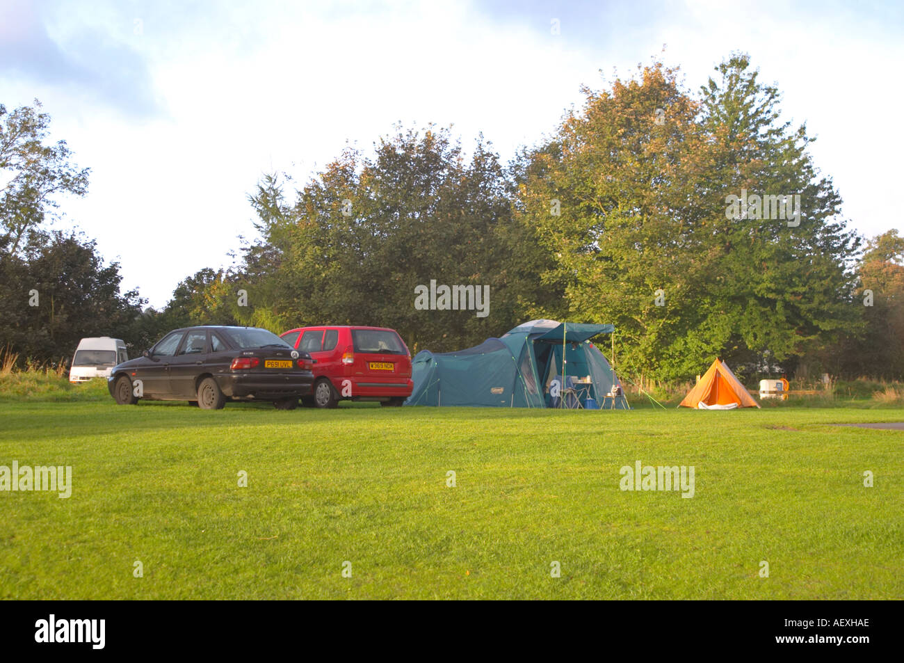 Camping at Sleningford Watermill campsite near Ripon Yorkshire Stock ...