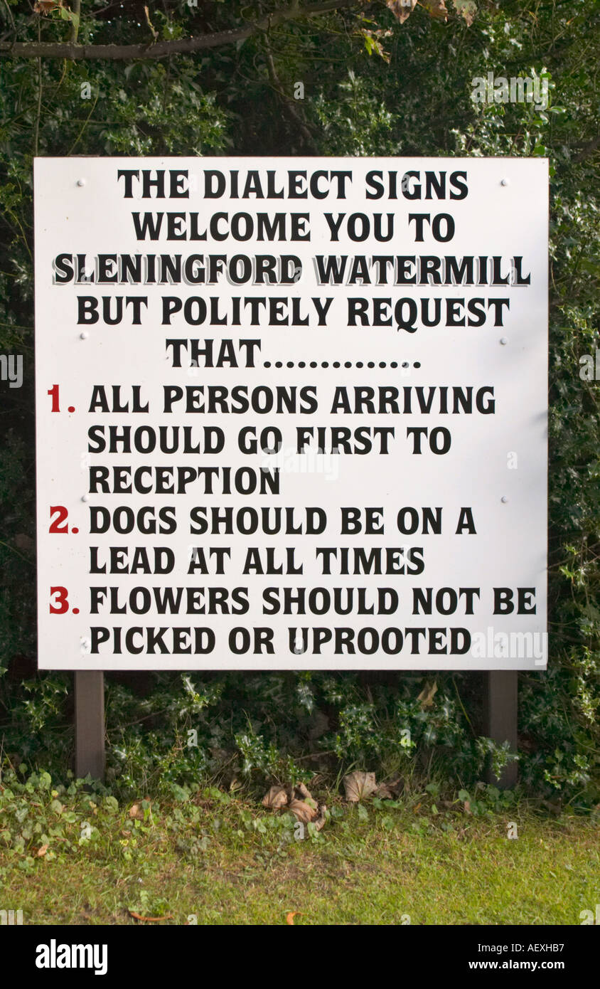 Sign at Sleningford Watermill Caravan and Camping site Near Ripon ...