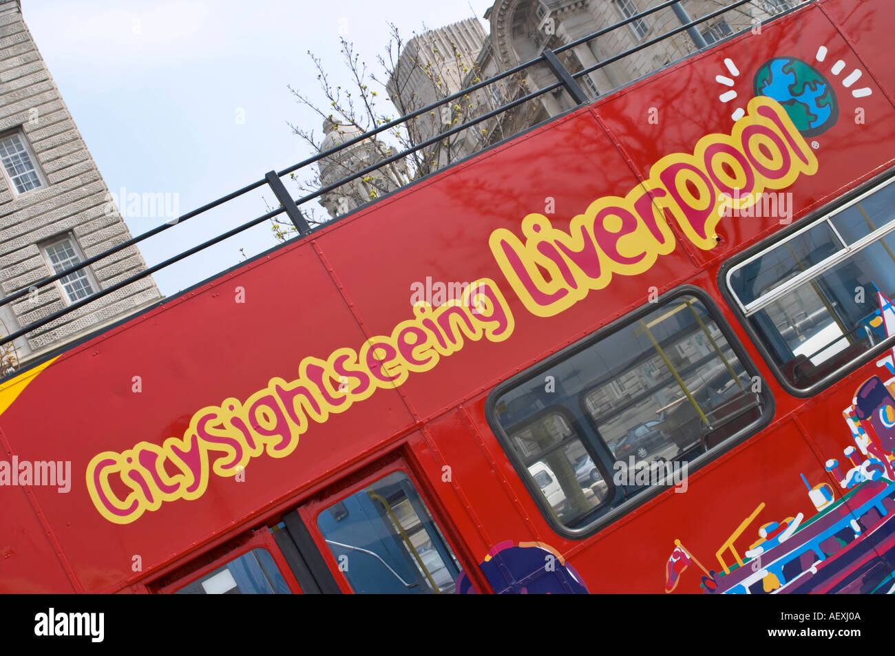 A Liverpool sightseeing bus Stock Photo - Alamy
