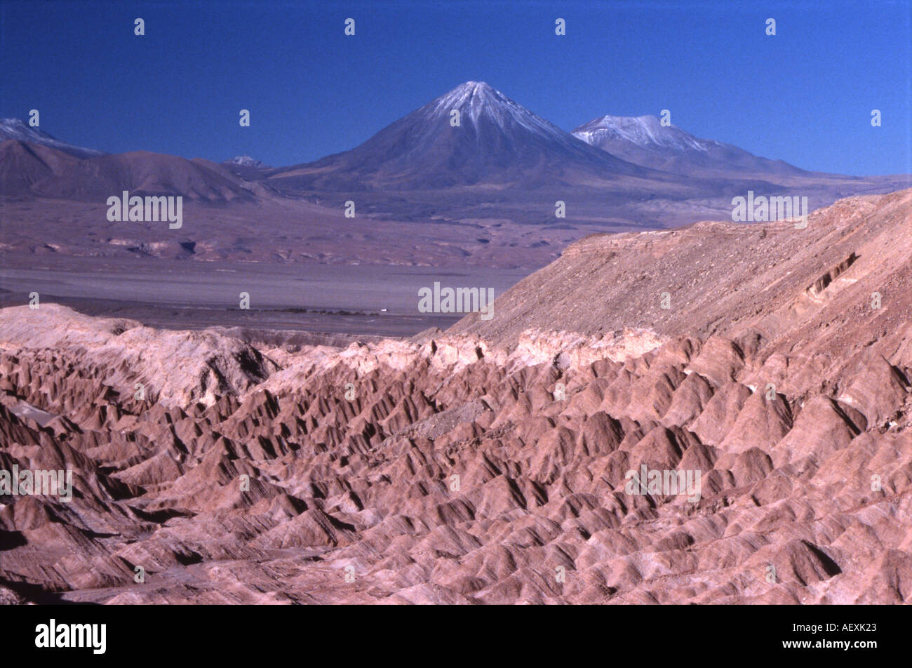 Twin volcano peaks Valley of the Moon Valle de la Luna volcanic ...
