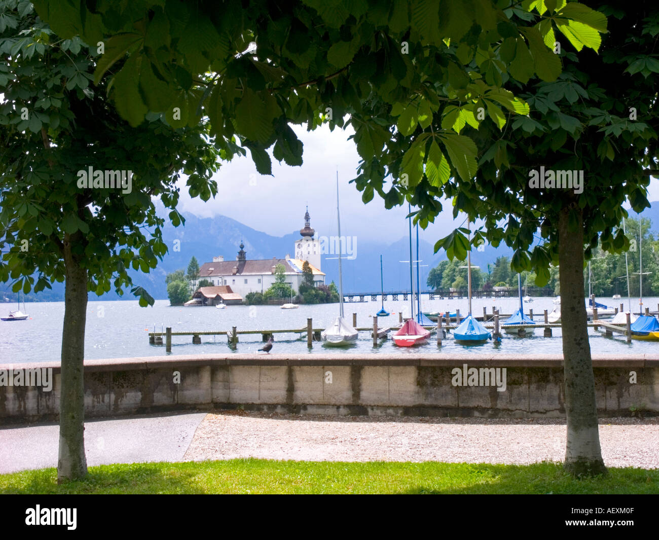 Seeschloss am Ort castle at Ort schloss lake water Traunsee traun ...