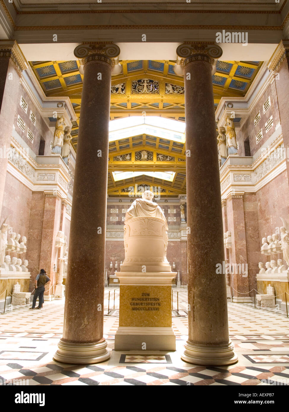 Walhalla Hall of Fame in Donaustauf Regensburg Donau river Danube ...
