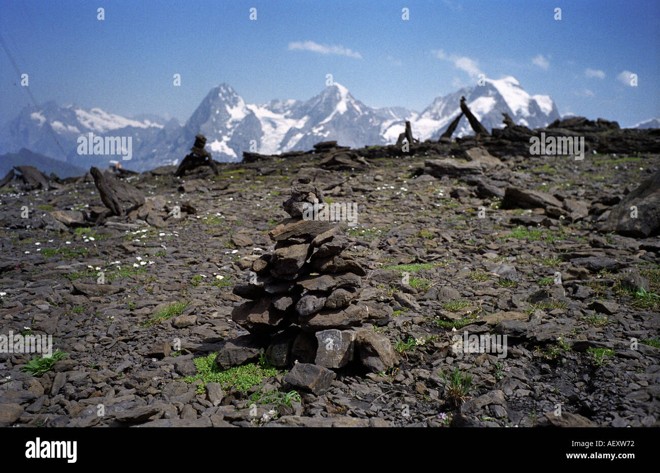SWITZERLAND PLATEAU OF CAIRNS WALKING IN THE BERNESE OBERLAND UP TO THE ...