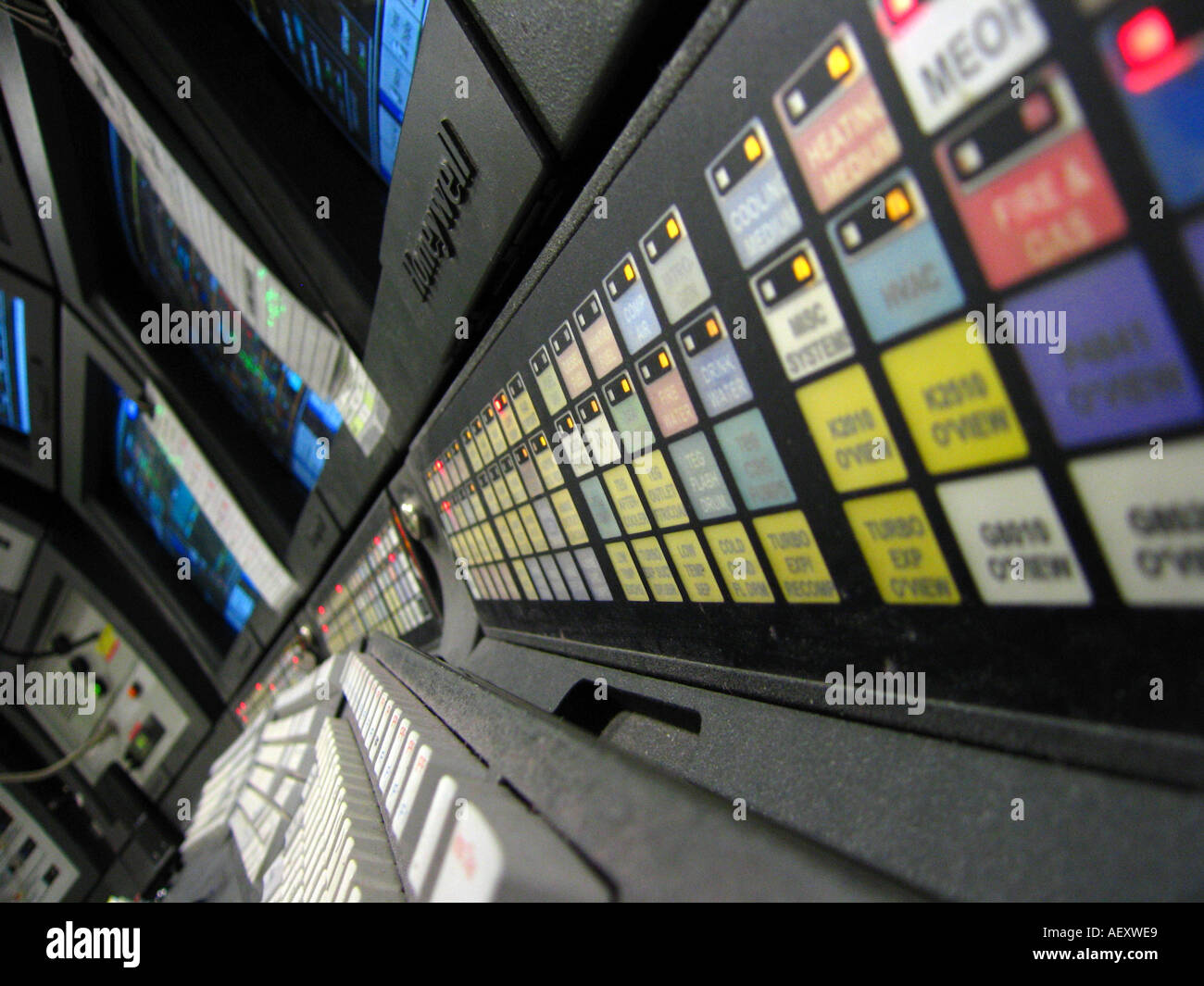 Horizontal abstract perspective of a oil refinery platform control ...