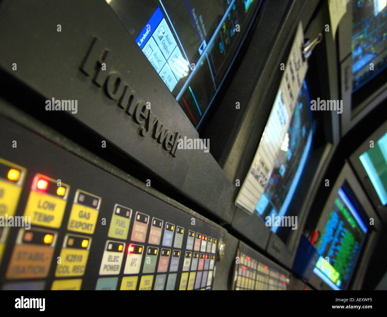 Horizontal abstract perspective of a oil refinery platform control ...