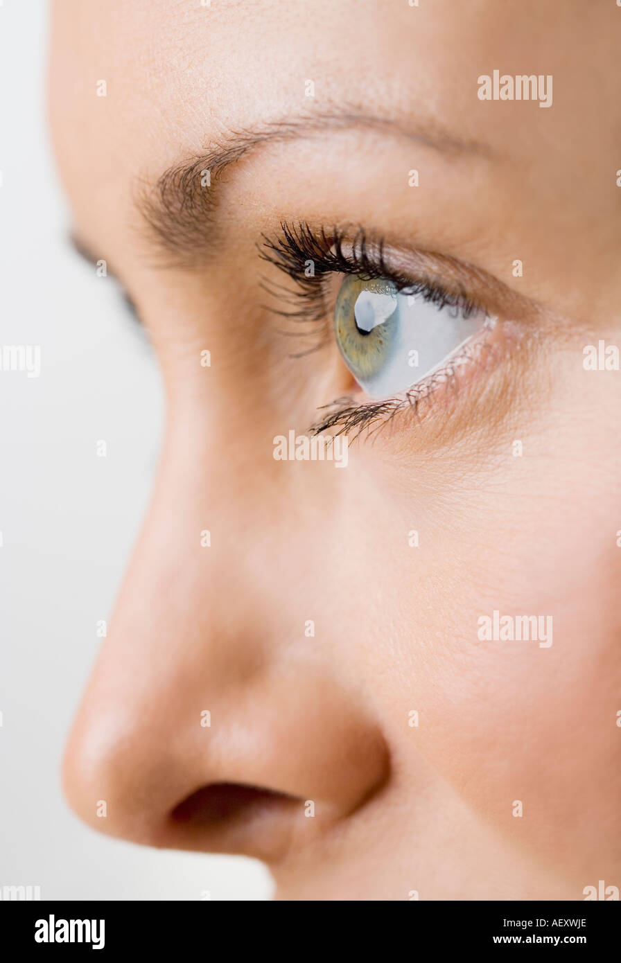 Close up profile of a womans face Stock Photo - Alamy