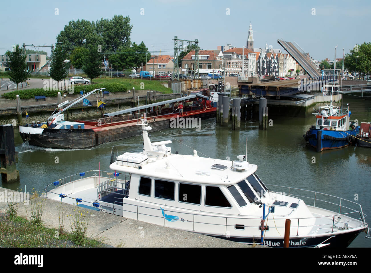 raised road and railway swing bridge Maassluis Nr Rotterdam The ...
