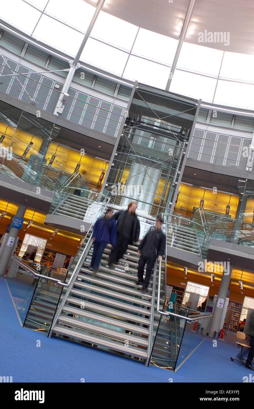 MAIN INTERNAL STAIRCASE IN THE FORUM MILLENIUM LIBRARY, NORWICH, UK ...