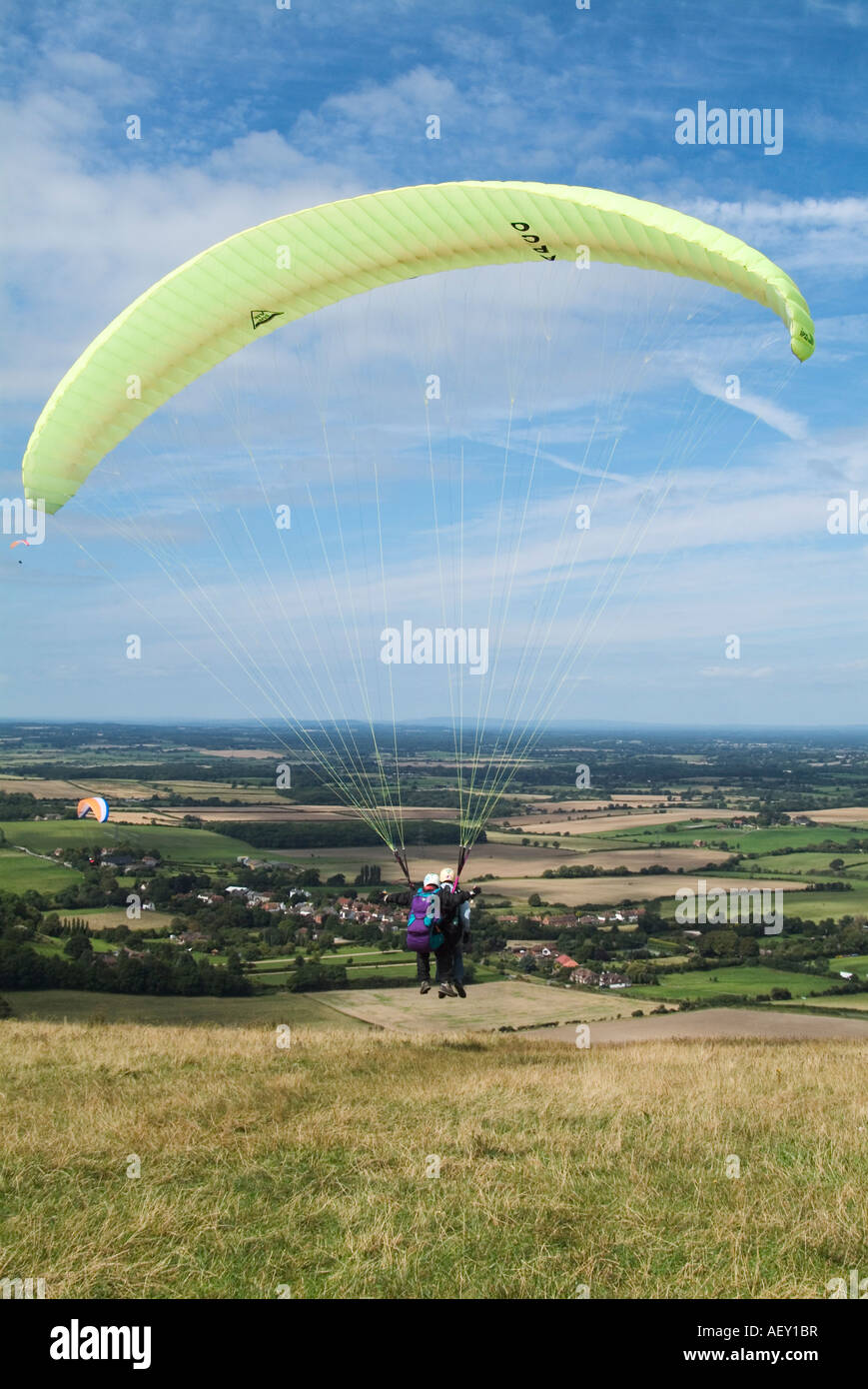 Paragliding on Devils Dyke Brighton Sussex England UK Stock Photo - Alamy