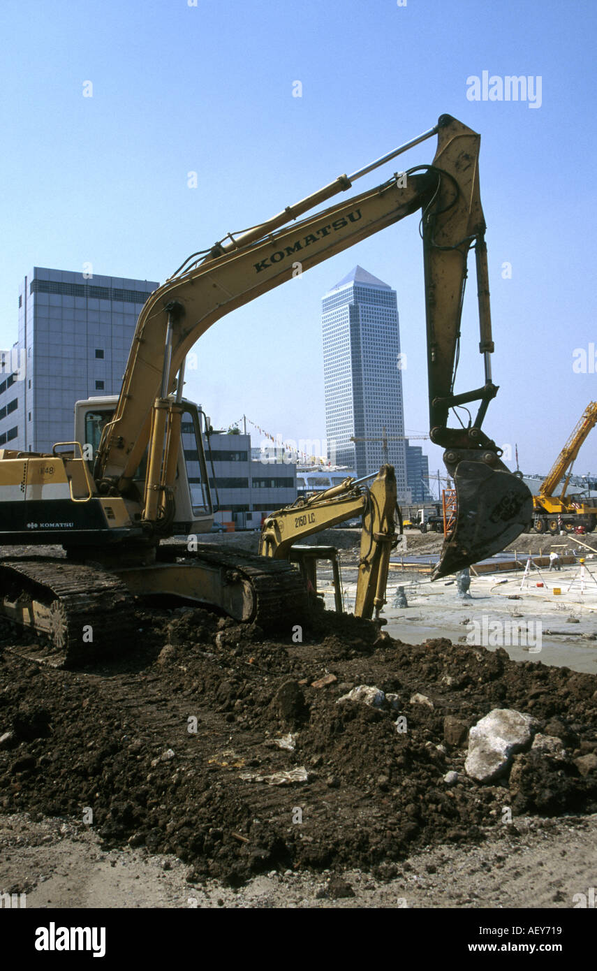 Excavator Building works Docklands London England Stock Photo - Alamy