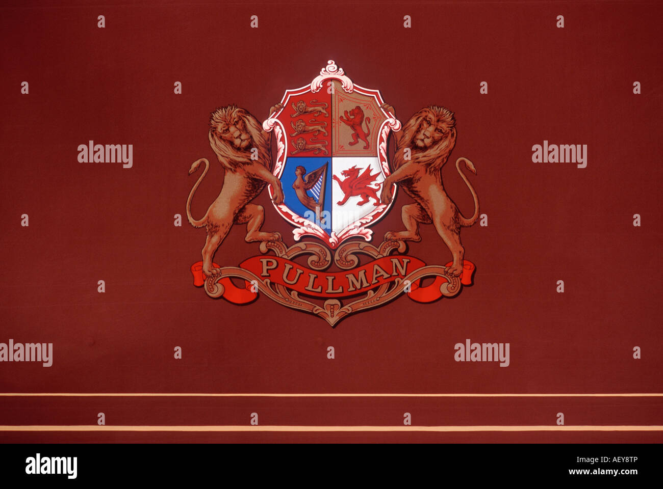 British Pullman crest on side of umber and cream liveried Orient ...