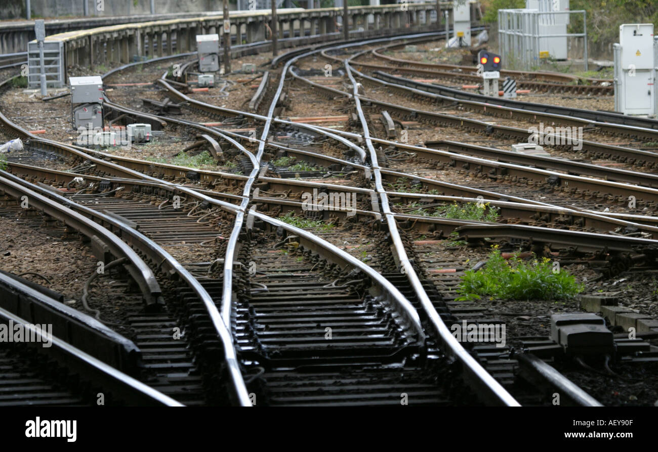 Uk train tracks and junction Stock Photo - Alamy