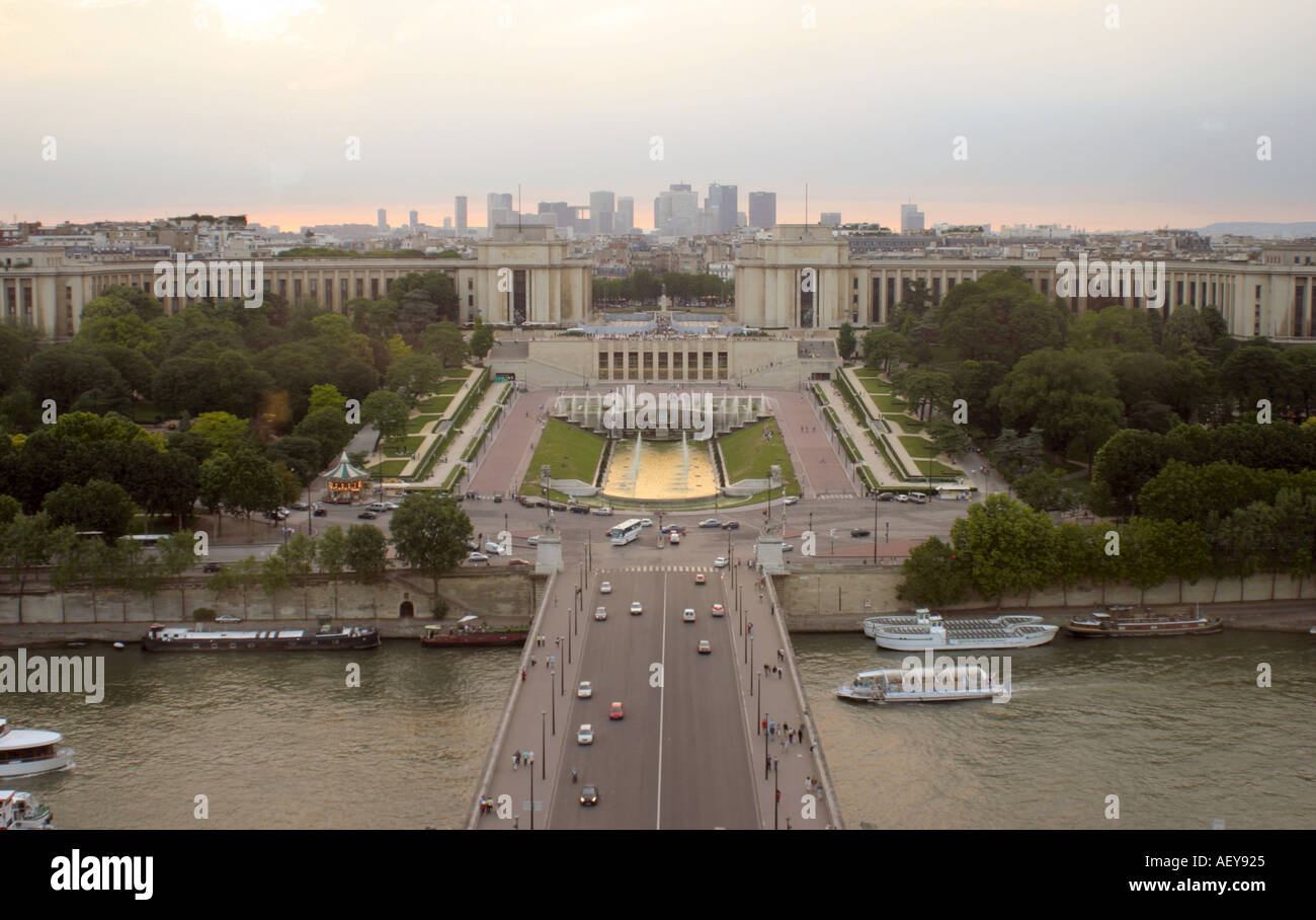 Aerial view of the Trocadero in Paris from the Eiffel Tower Stock Photo ...