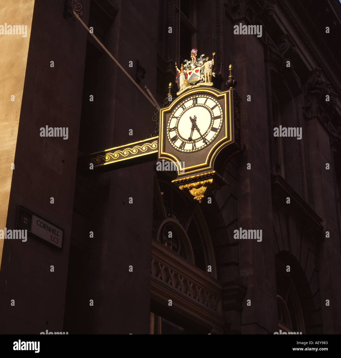 Clock on Royal Exchange Building City of London Stock Photo - Alamy