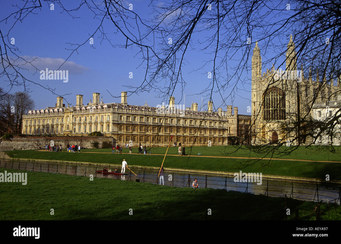 Trinity Hall King s College Chapel River Cam and punts Cambridge Stock ...