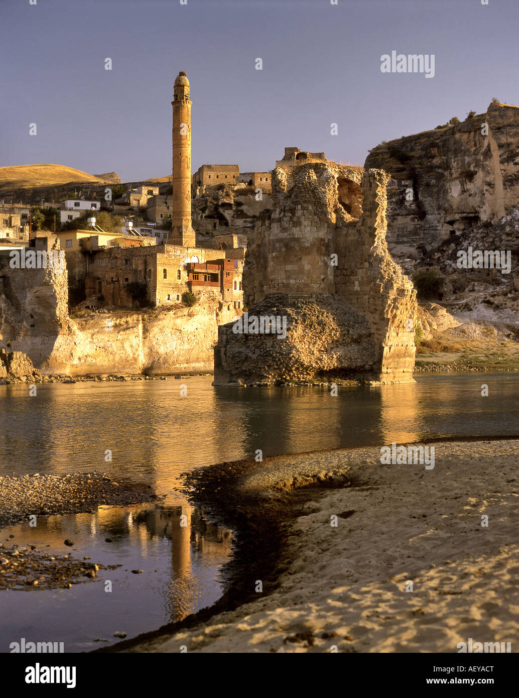 Tigris River and ancient city of Hasankeyf, Batman Turkey Stock Photo ...