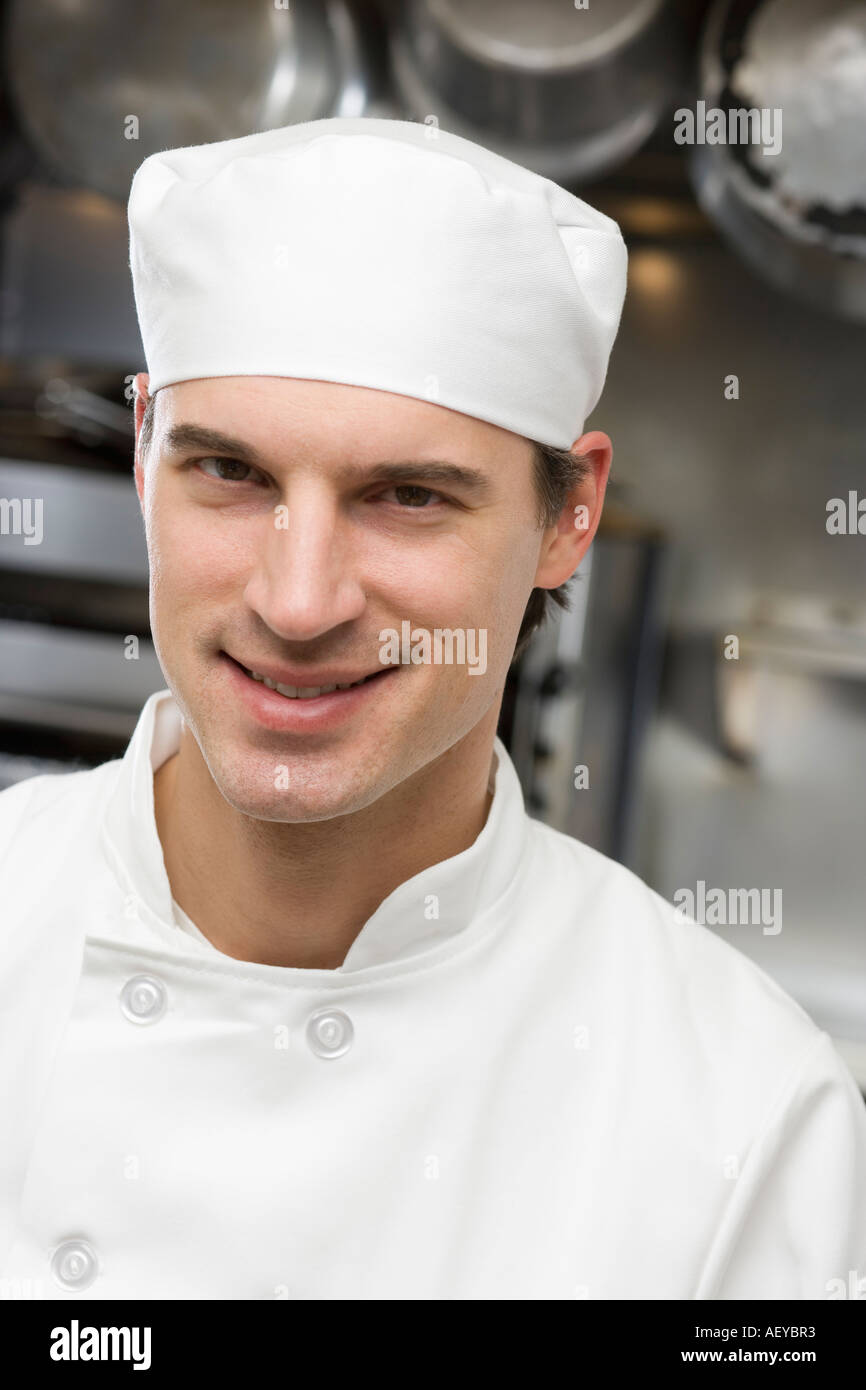 Male chef in restaurant kitchen Stock Photo - Alamy