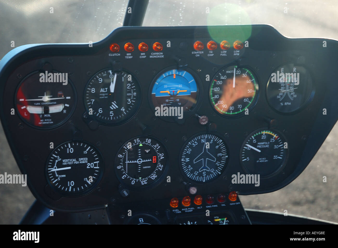 control panel on light helicopter Stock Photo - Alamy