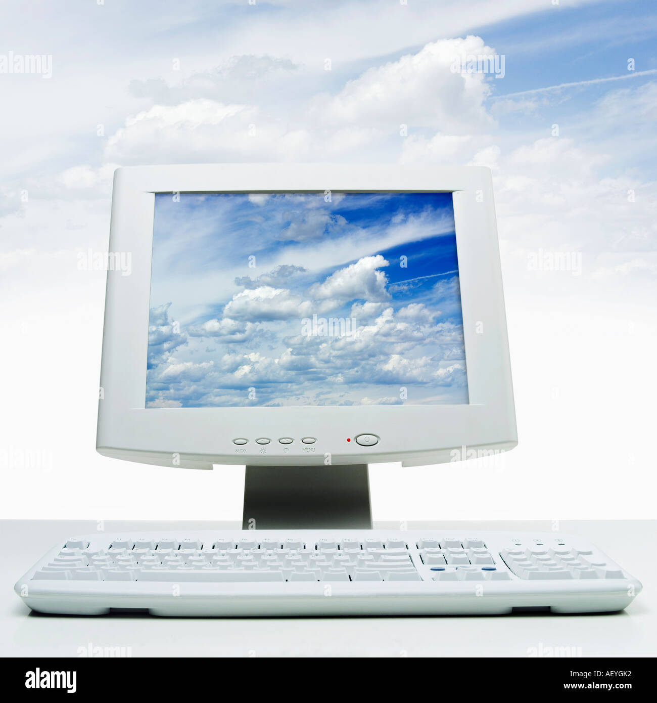 Studio shot of computer monitor and keyboard Stock Photo - Alamy