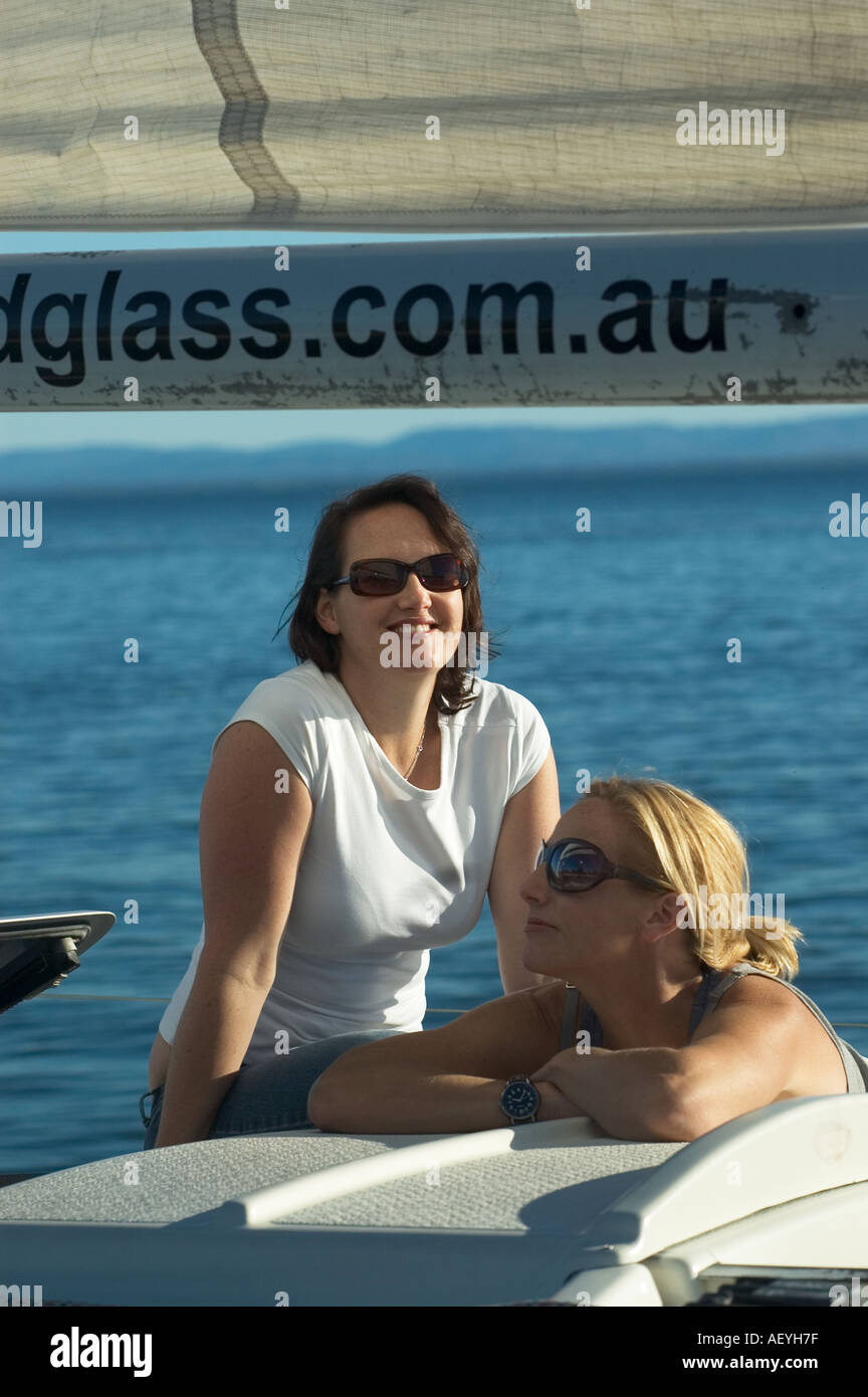 friends chill out on Yacht Stock Photo - Alamy