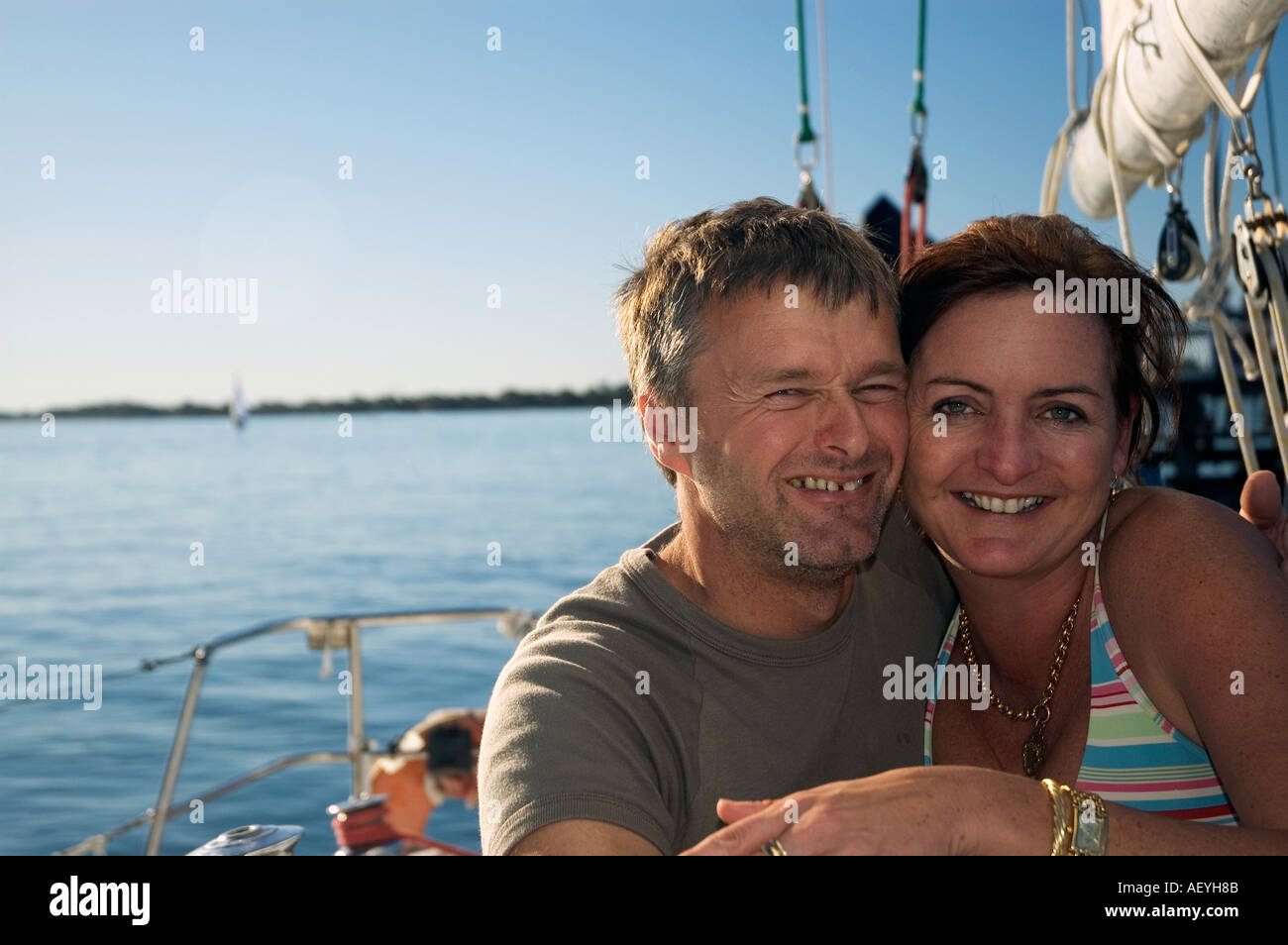 Lovers on a Yacht Stock Photo - Alamy