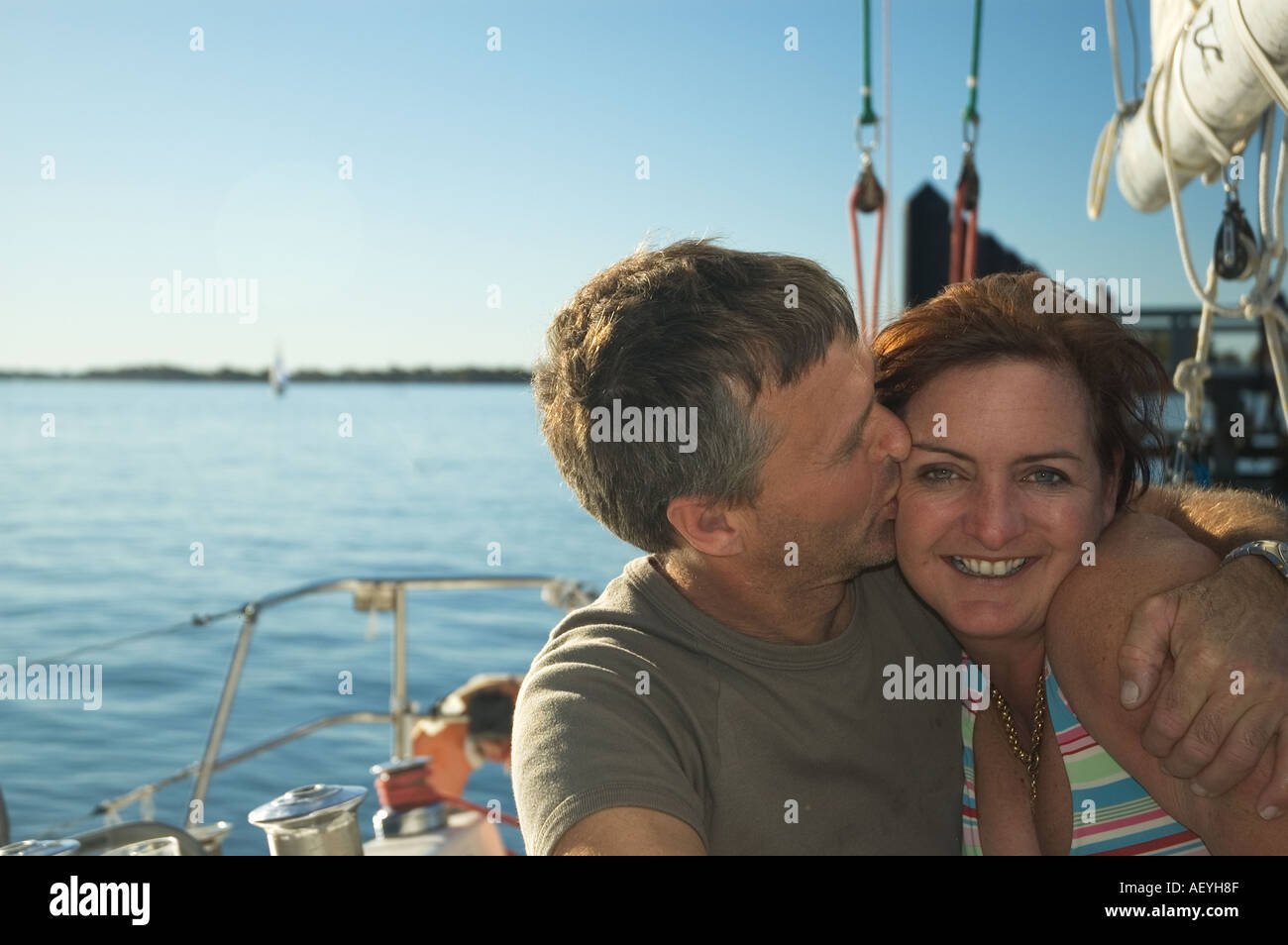 Lovers on a Yacht Stock Photo - Alamy