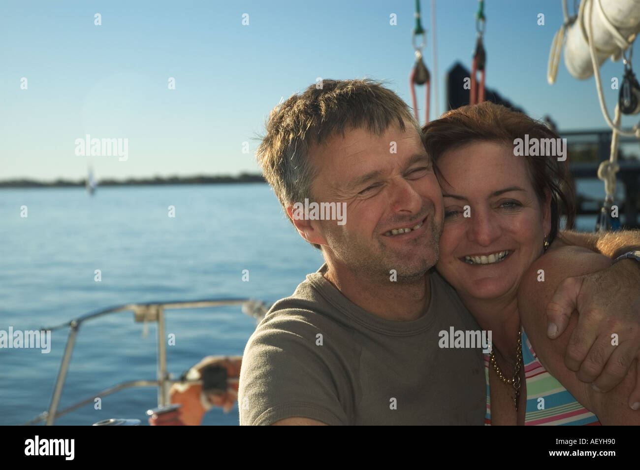 Lovers on a Yacht Stock Photo - Alamy