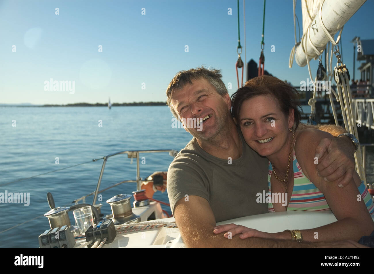 Lovers on a Yacht Stock Photo - Alamy