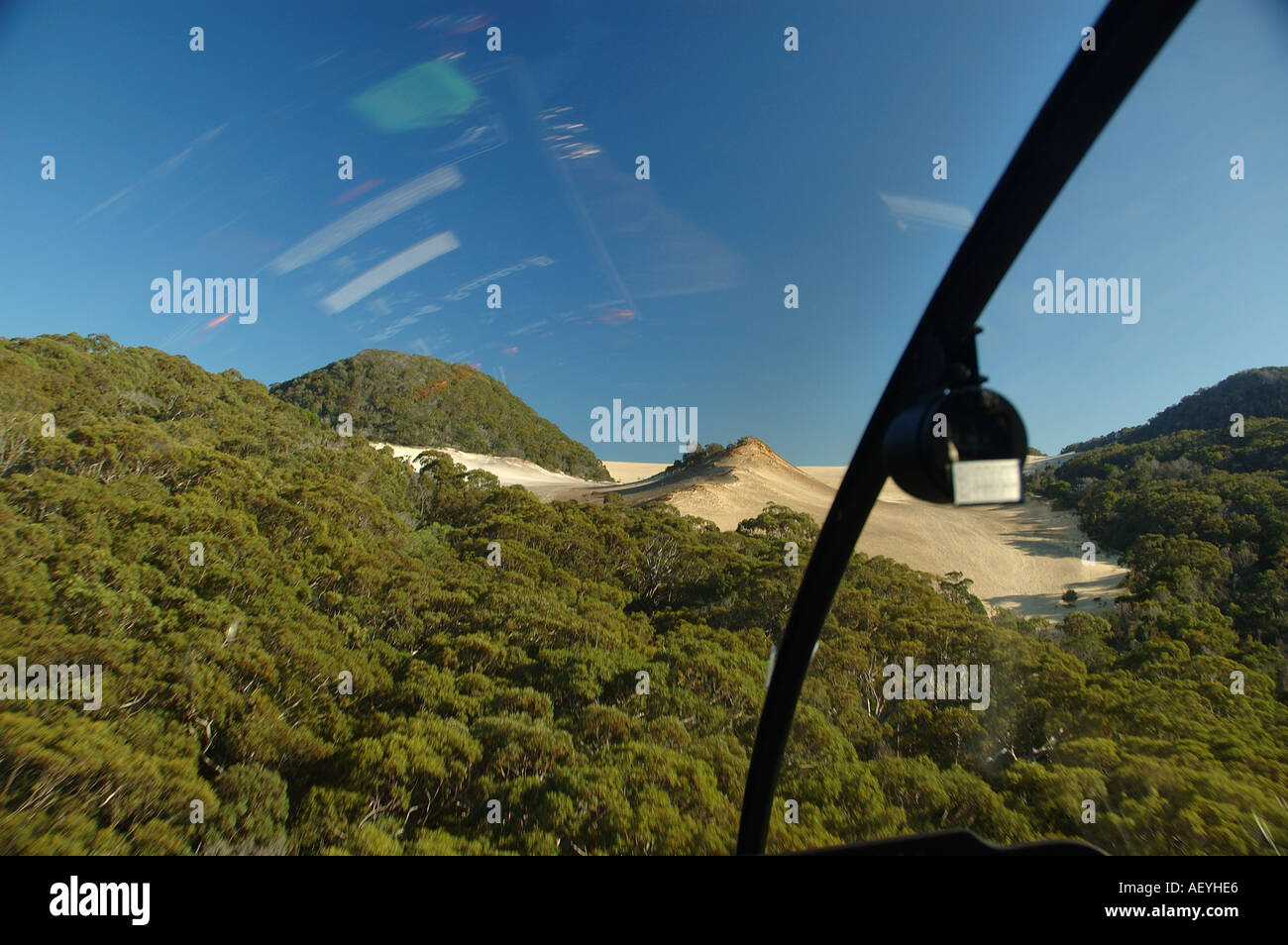 view from chopper cockpit front forward looking spar windscreen Stock ...