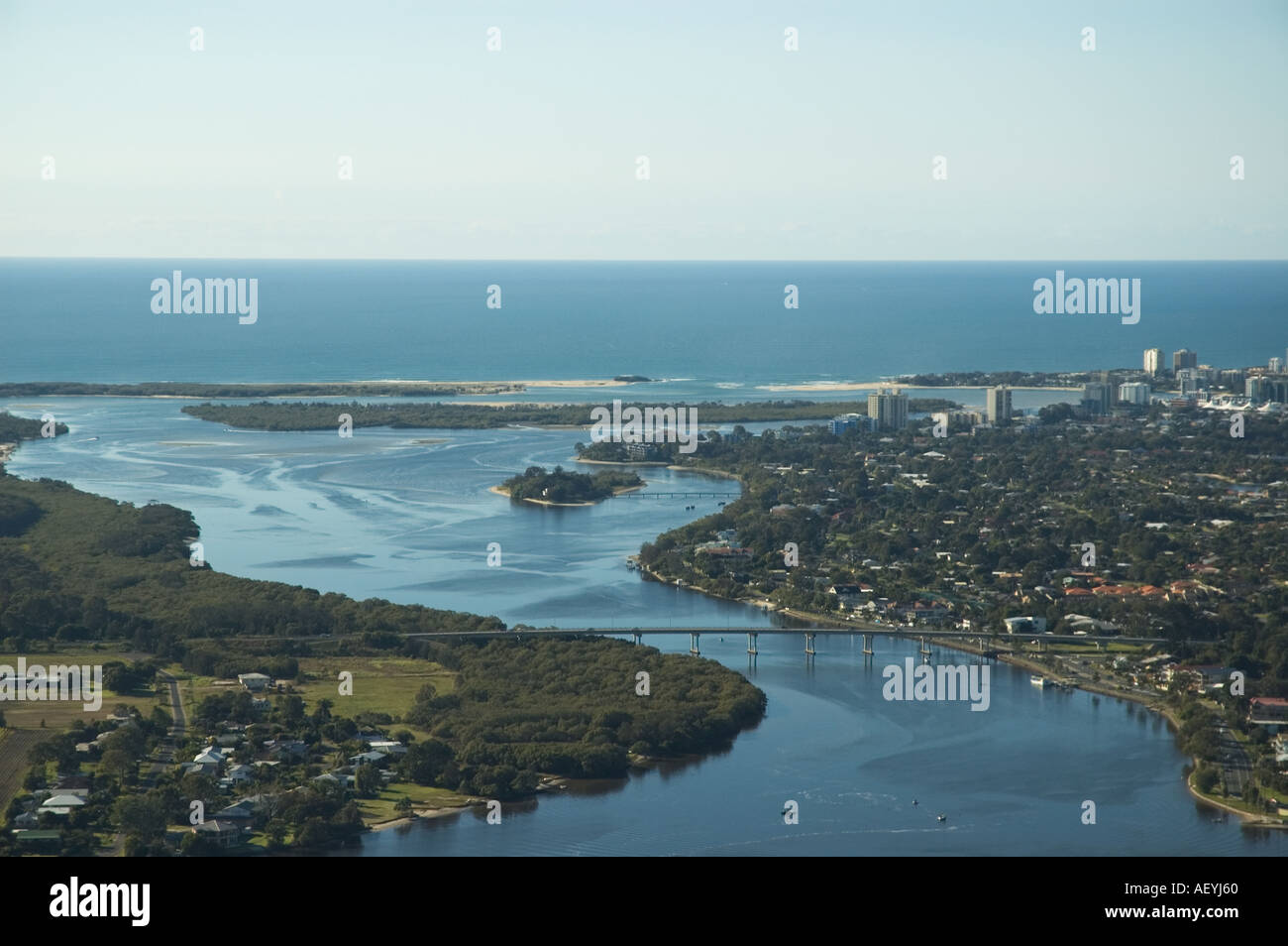 Aerial view Maroochy river Queensland Australia Stock Photo - Alamy