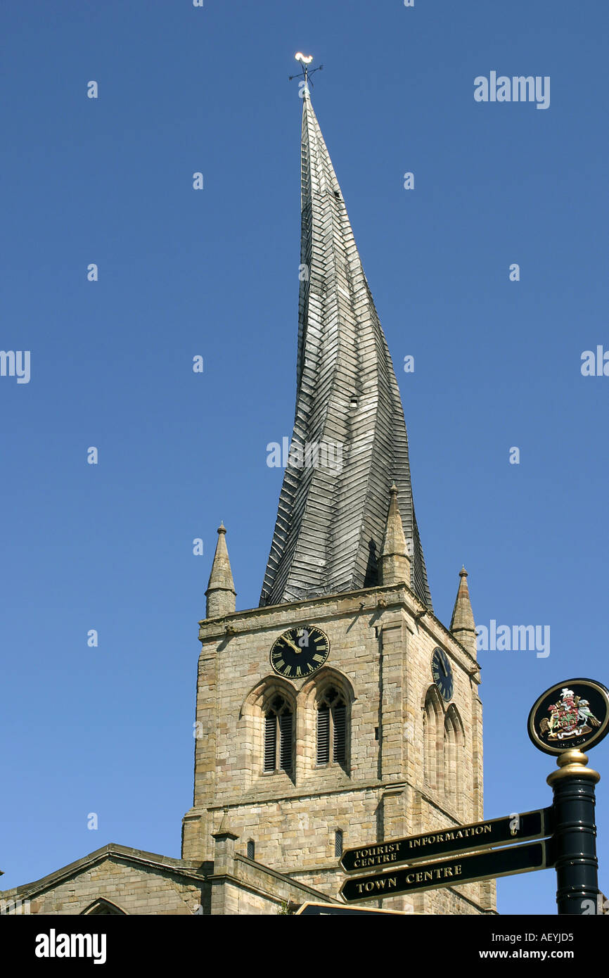 England Chesterfield church spire Stock Photo - Alamy
