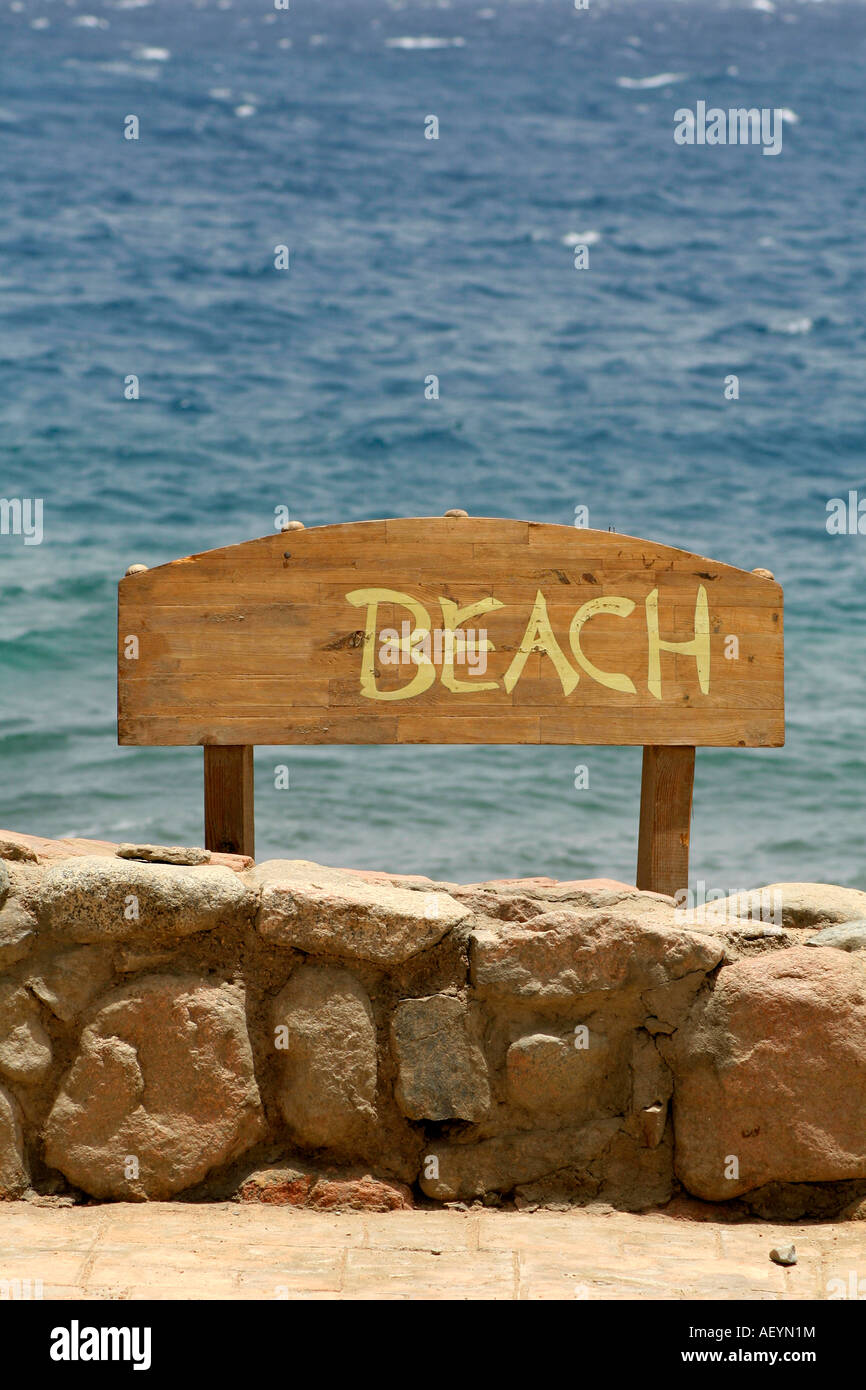 beach sign red sea beach resort sinai egypt Stock Photo - Alamy