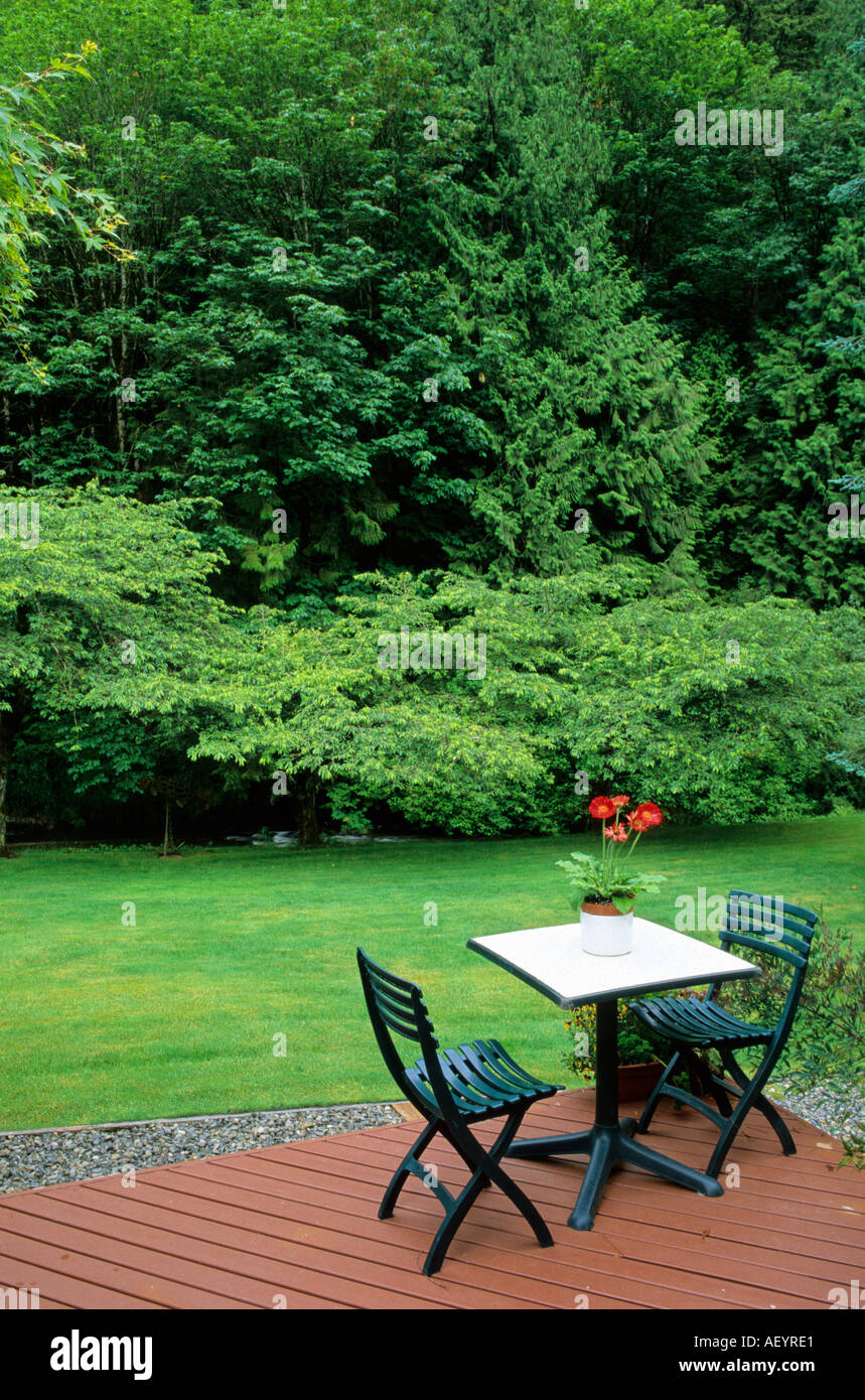 Backyard patio and natural view Stock Photo - Alamy