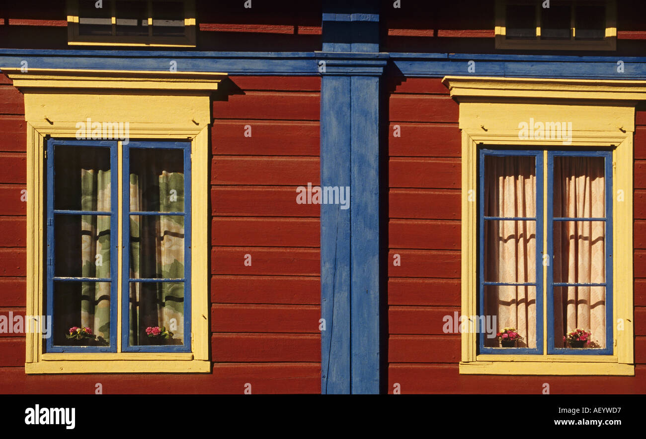 Finland Naantali Old Town wood house window detail Stock Photo - Alamy