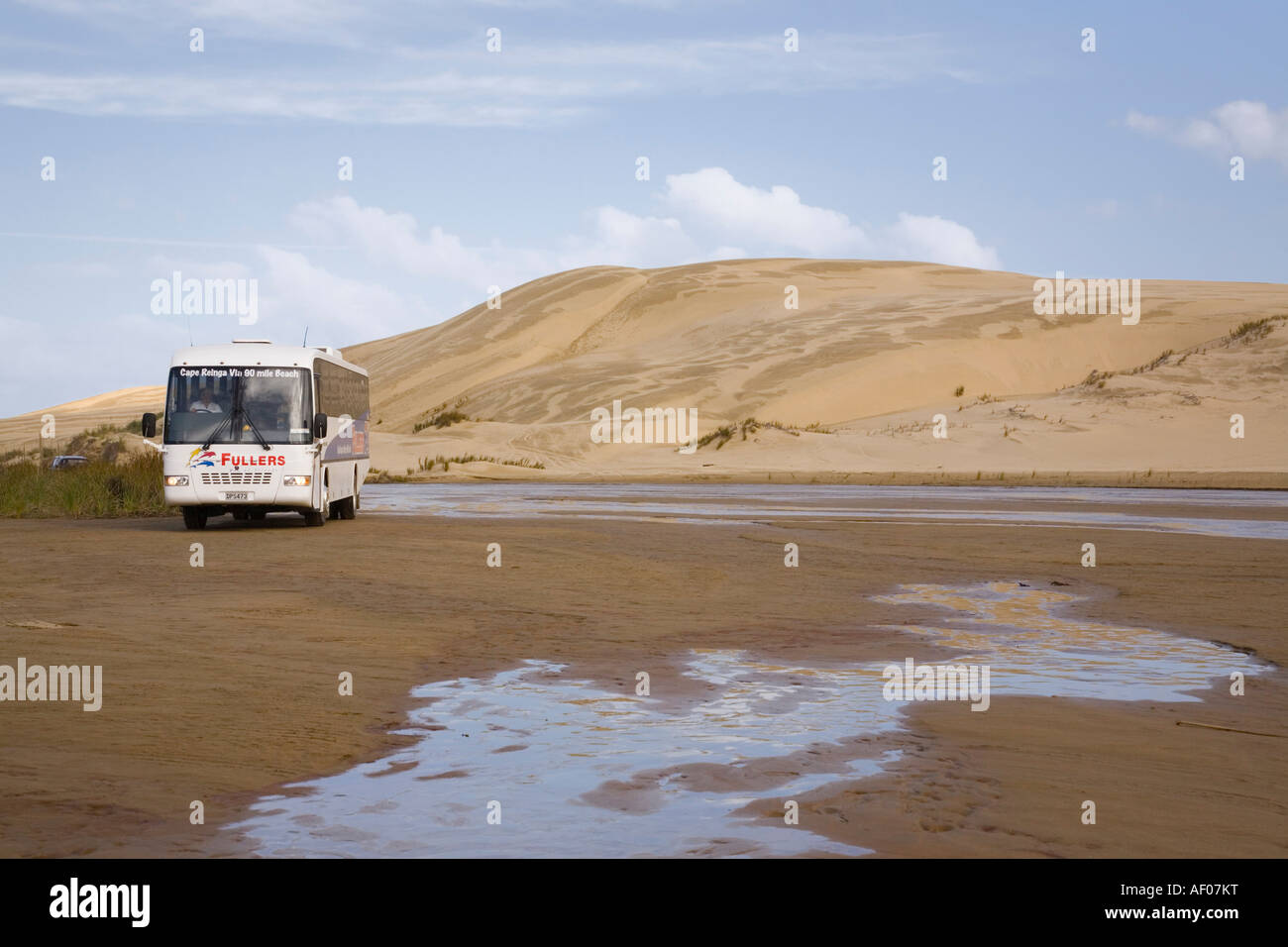 Dangerous quicksand Te Paki Stream access ramp view with large sand ...
