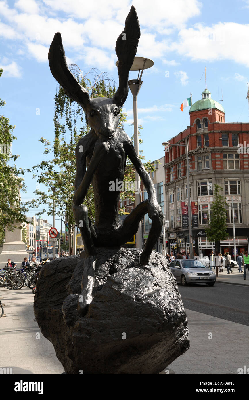 O'Connell Street, Dublin Street Sculpture by Barry Flanagan Stock Photo ...