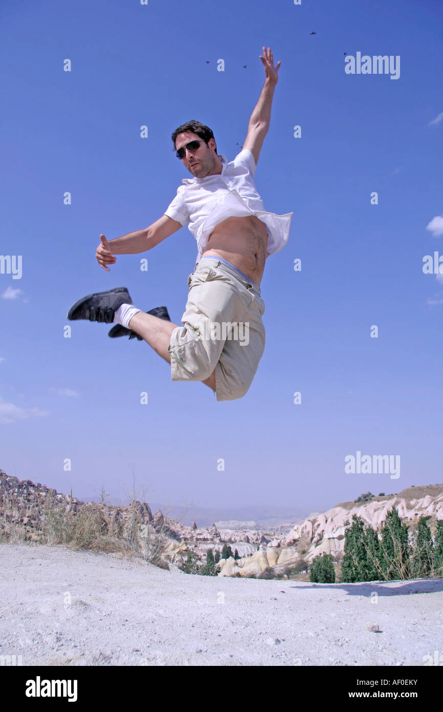 healthy happy man jumping in joy of life Stock Photo - Alamy
