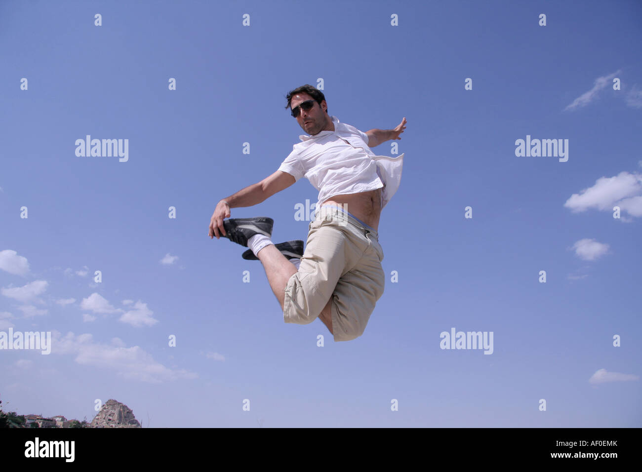 healthy happy man jumping in joy of life Stock Photo - Alamy
