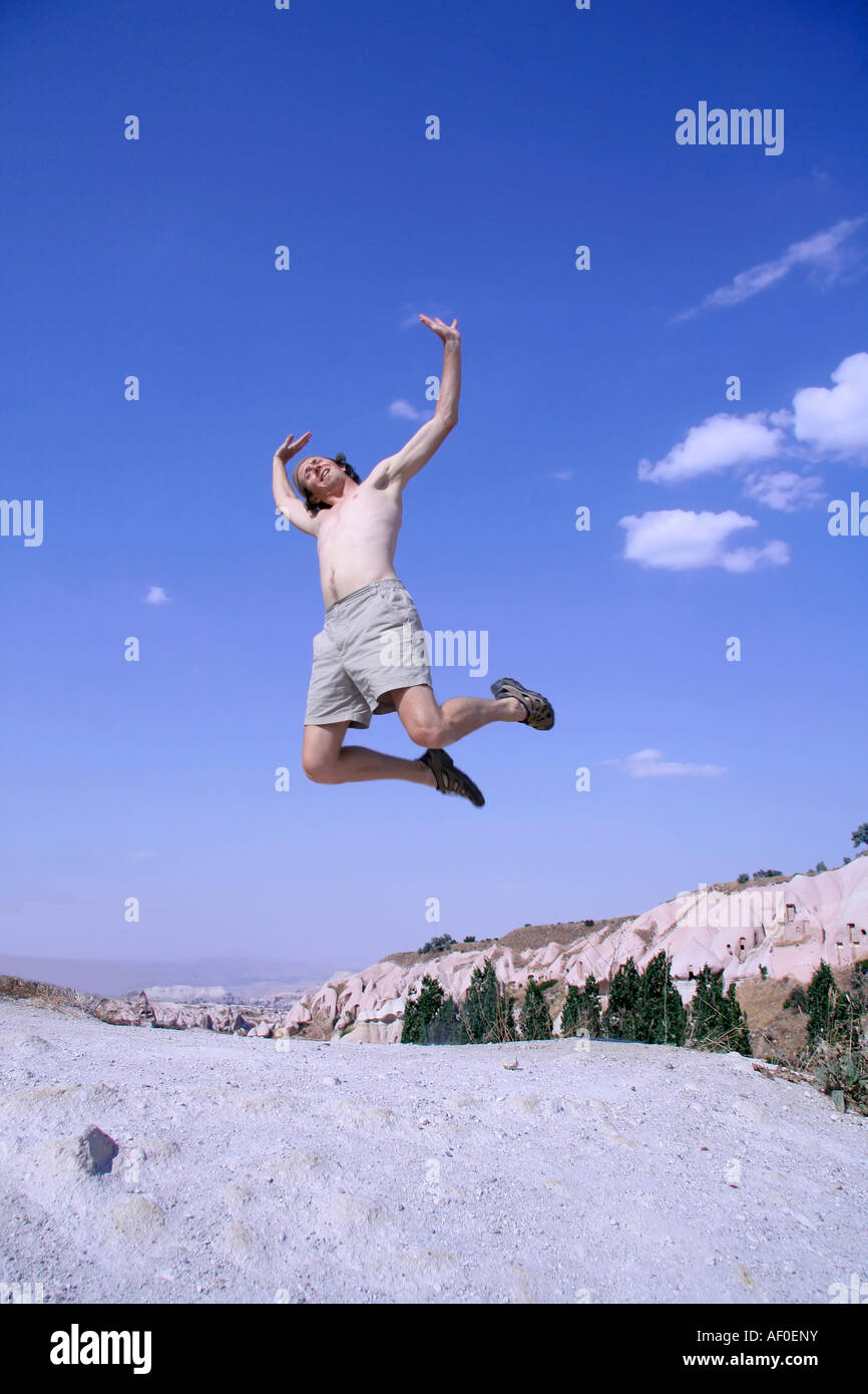 healthy happy man jumping in joy of life Stock Photo - Alamy