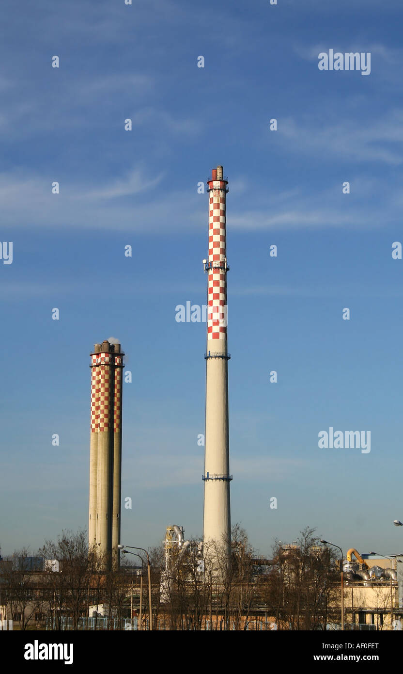 smoking factory chimney in poland Stock Photo - Alamy