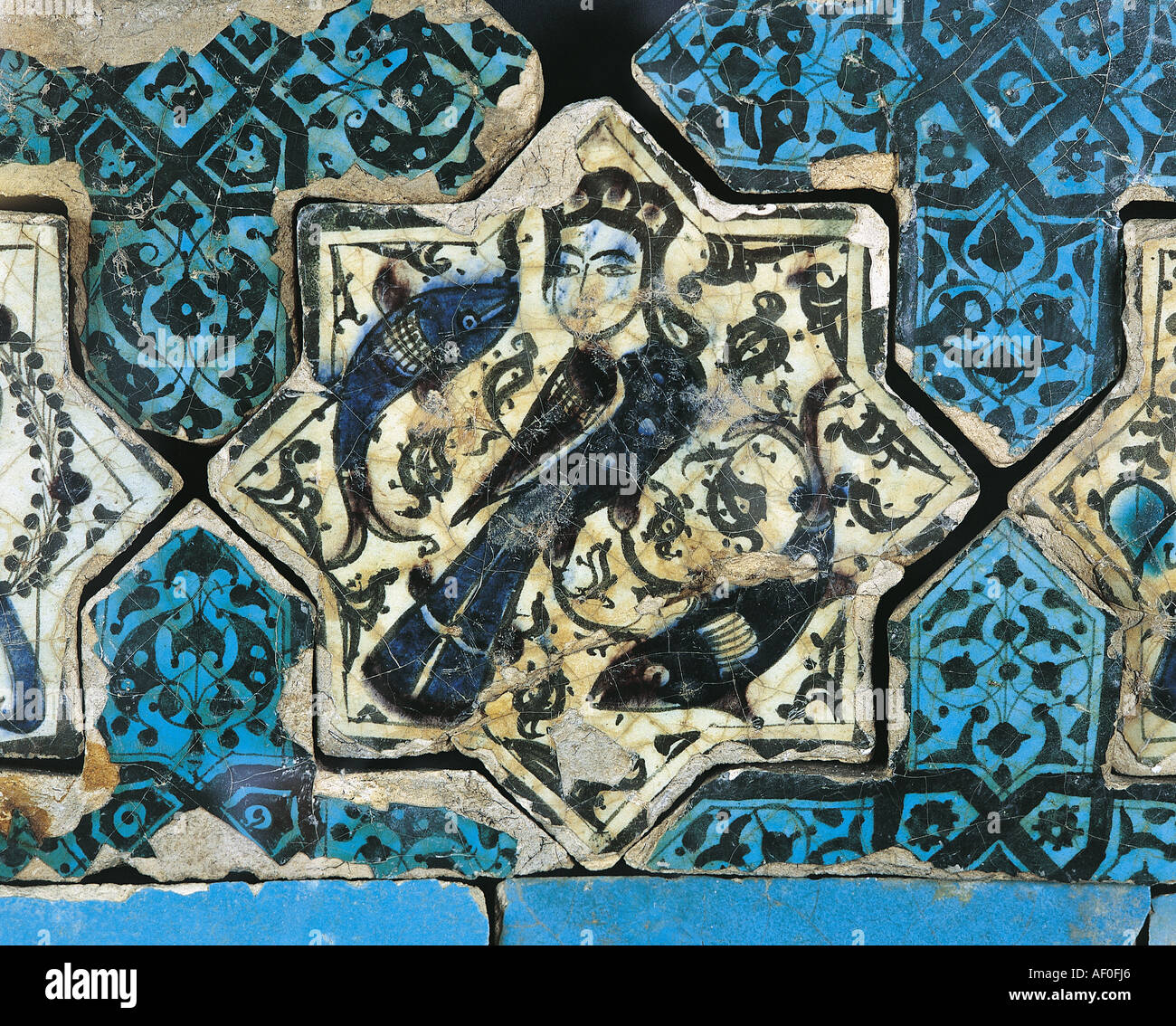 Seljuk tile lharpy and birds figure A.D. 1236 Kubadabad Palace, Konya ...