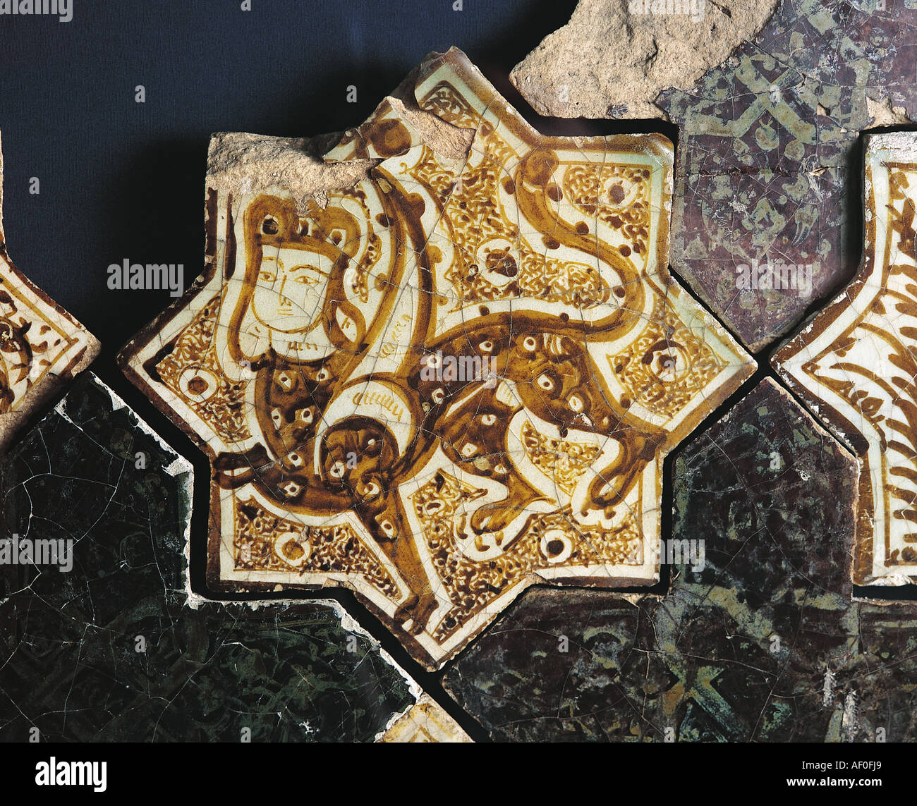 Seljuk tile sphynx figure A.D. 1236 Kubadabad Palace, Konya Karatay ...