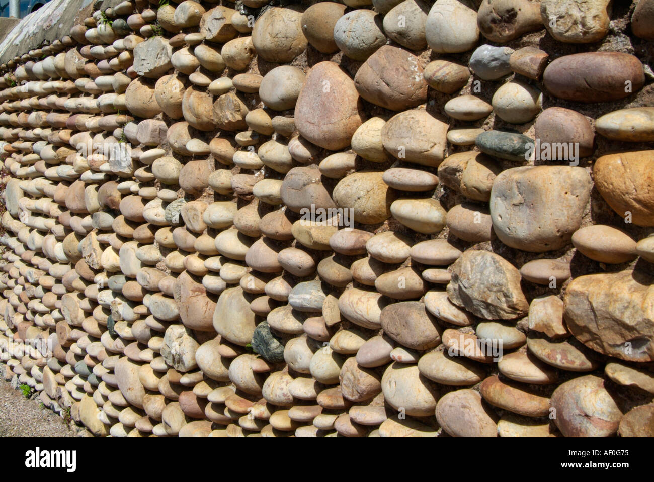 Budleigh Salterton flint pebble wall seaside resort Devon UK United ...