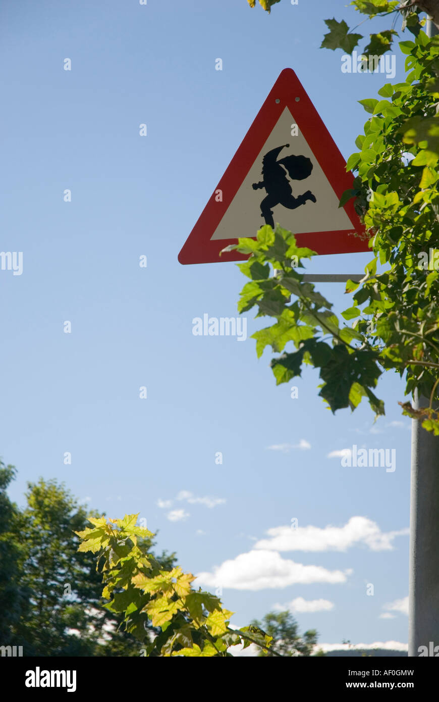 Warning, Father Christmas ahead! Roadside sign in Drobak, Norway Stock ...