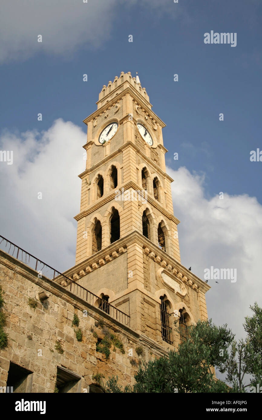 old clock tower akko isrtael Stock Photo - Alamy