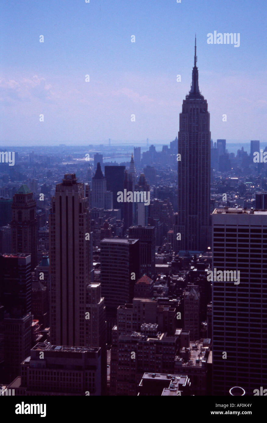 View over Manhattan from the top of the Rockefeller Tower, New York ...