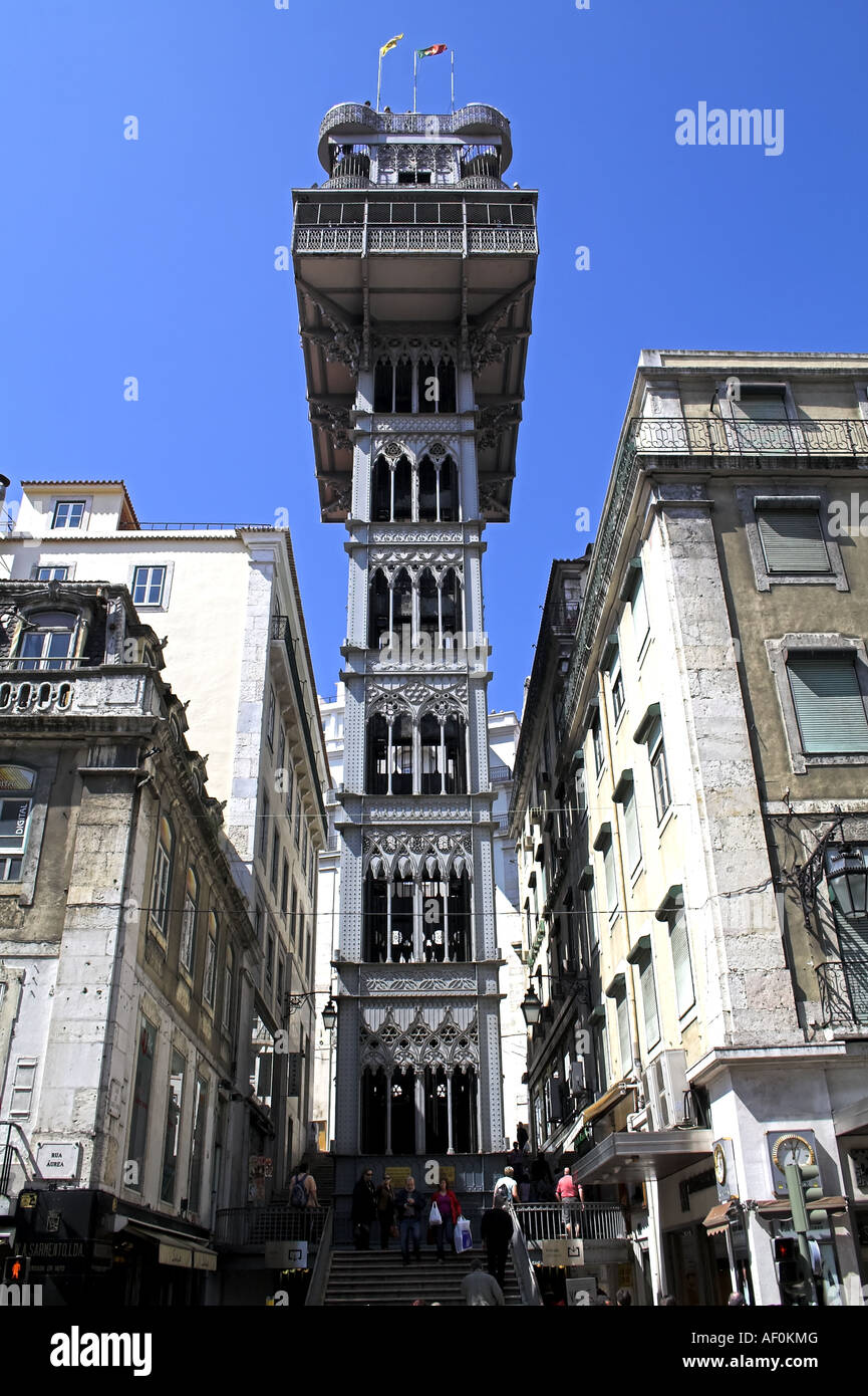 Santa Justa elevator in Lisbon (19th century), Portugal. Projected by ...
