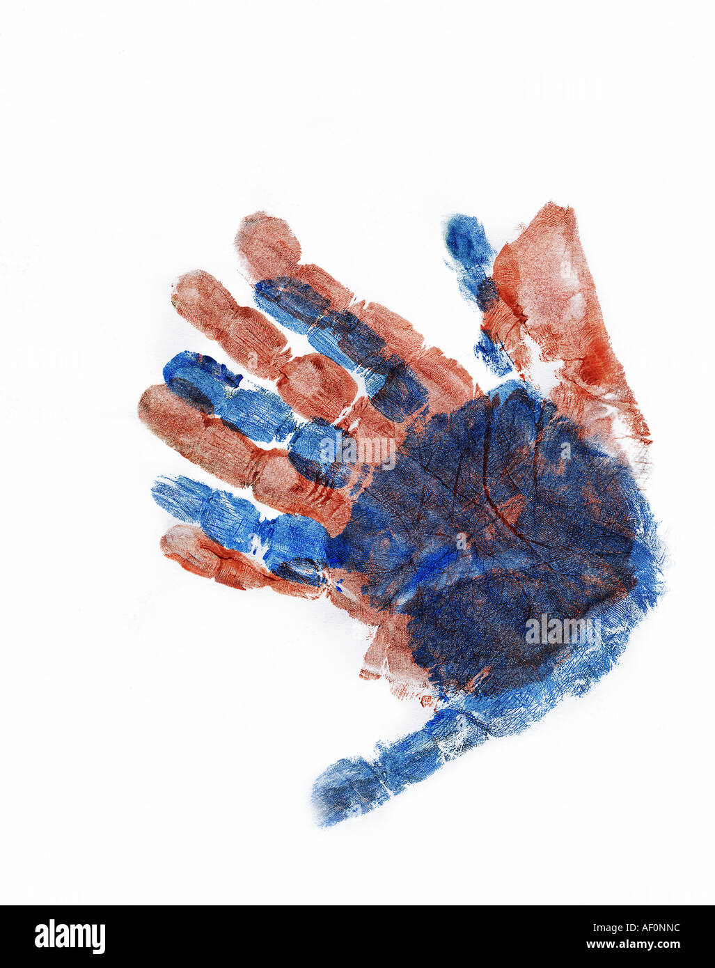 detail image of two childs hand prints on top of one another Stock ...