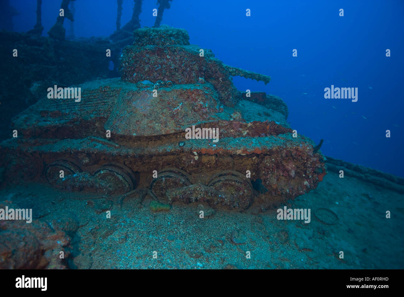 Exploring main deck about 165fsw of sunken wreck San Francisco Maru ...
